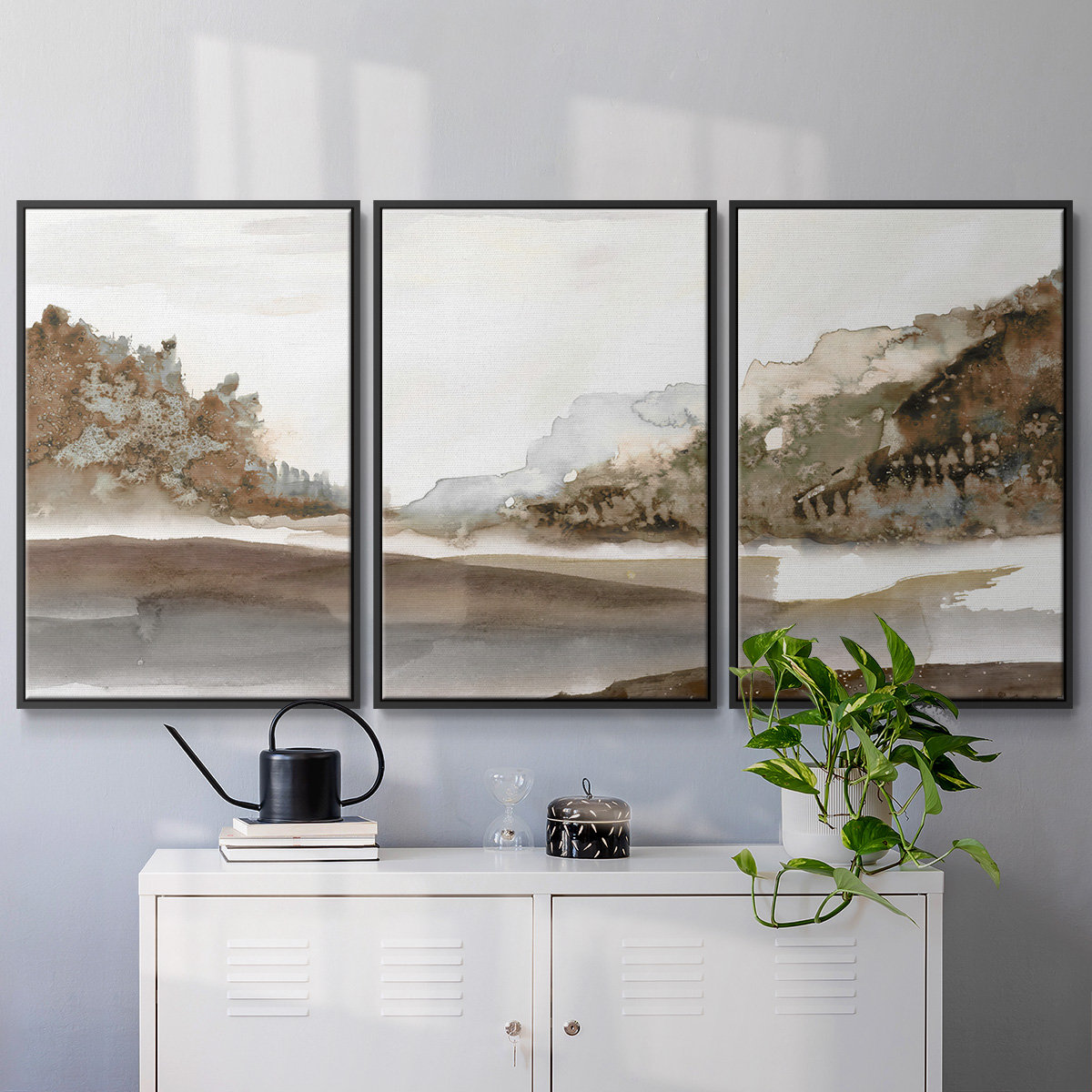Winston Porter Mountain Time Framed On Canvas 3 Pieces Print | Wayfair